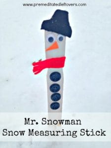 Snowman Snow Measuring Stick Craft for Kids and Use to Measure Snow