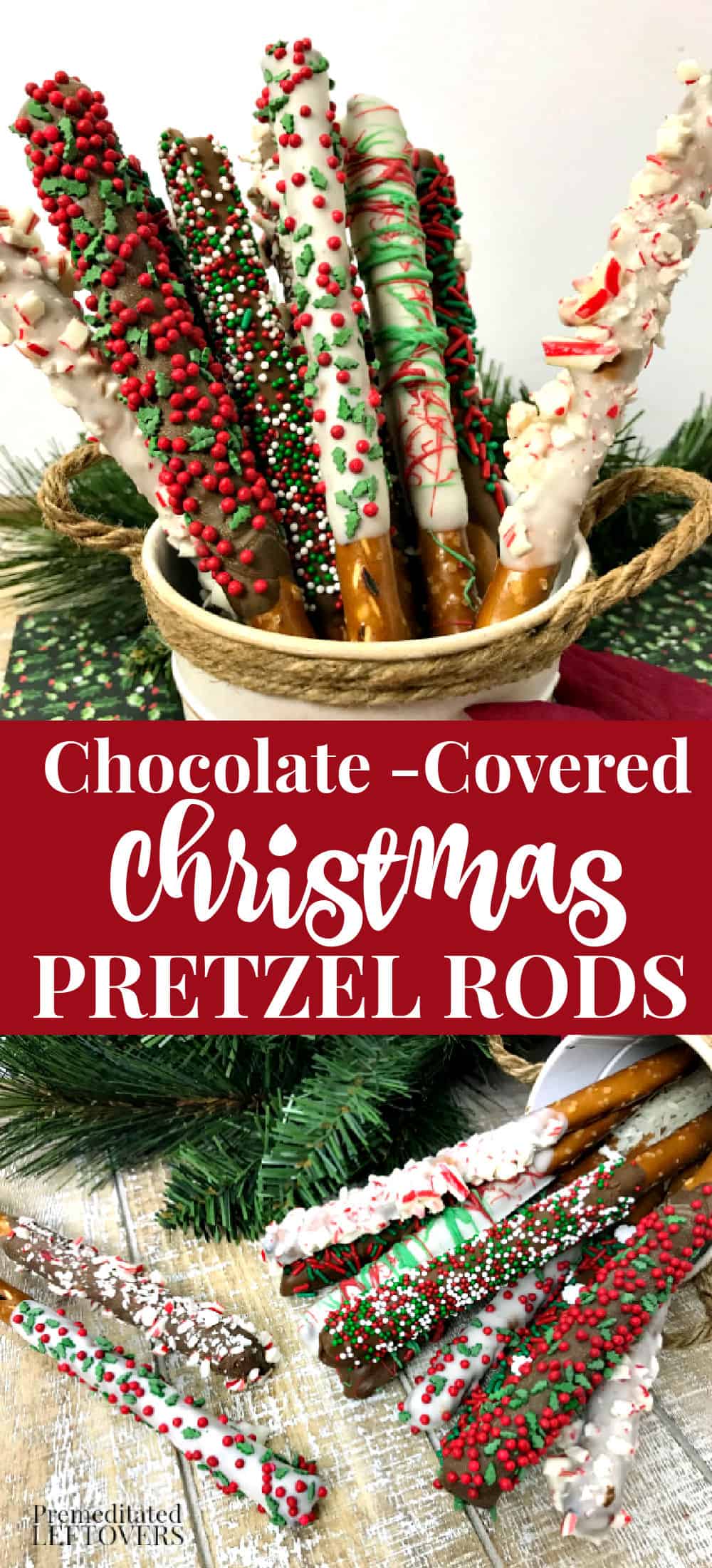Chocolate-Covered Christmas Pretzel Rods Recipe