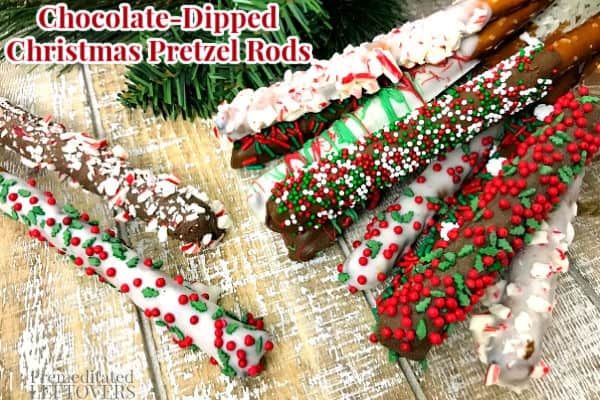 Chocolate-Covered Christmas Pretzel Rods Recipe