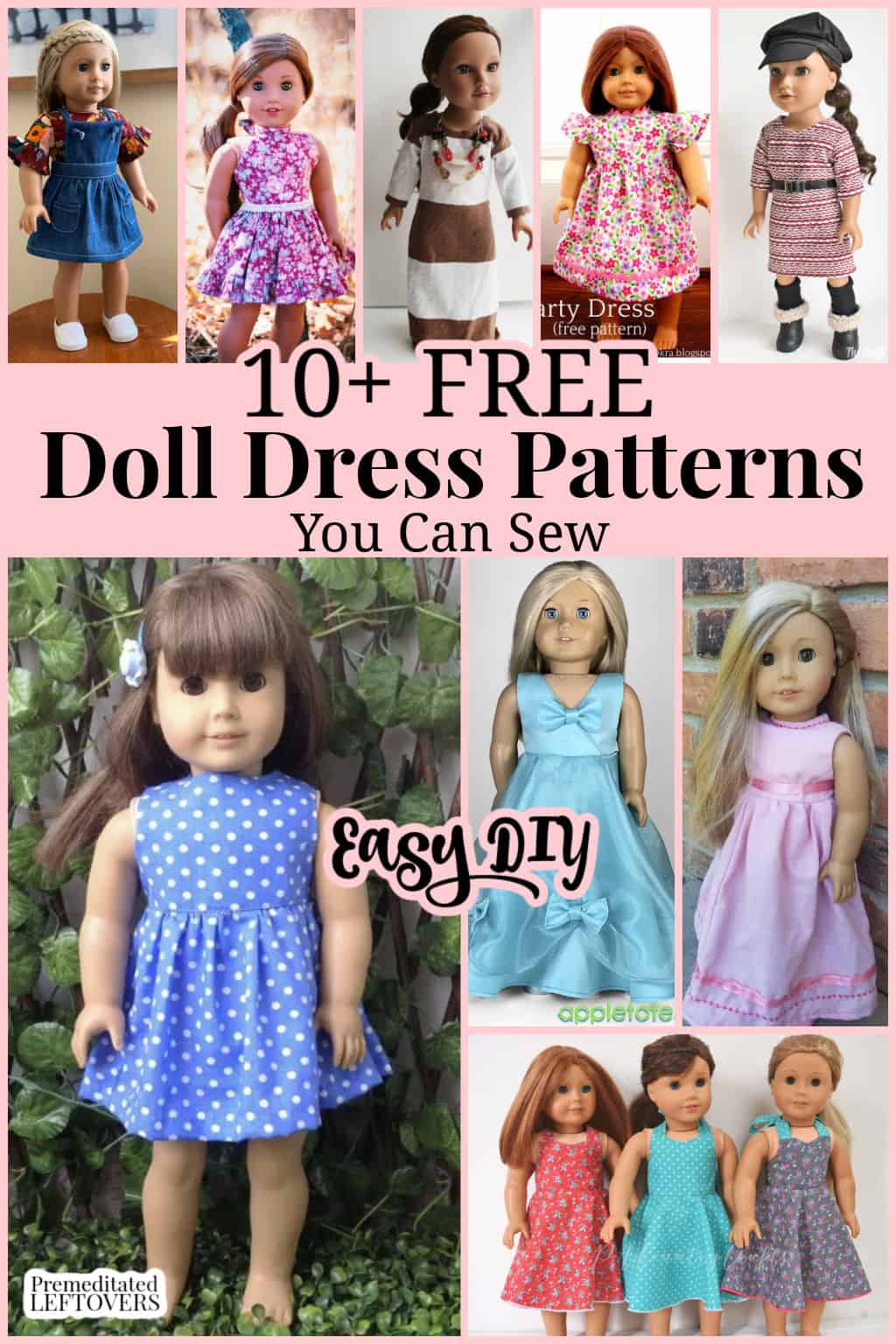 10 FREE Dress Patterns for 18" Dolls - Premeditated Leftovers™